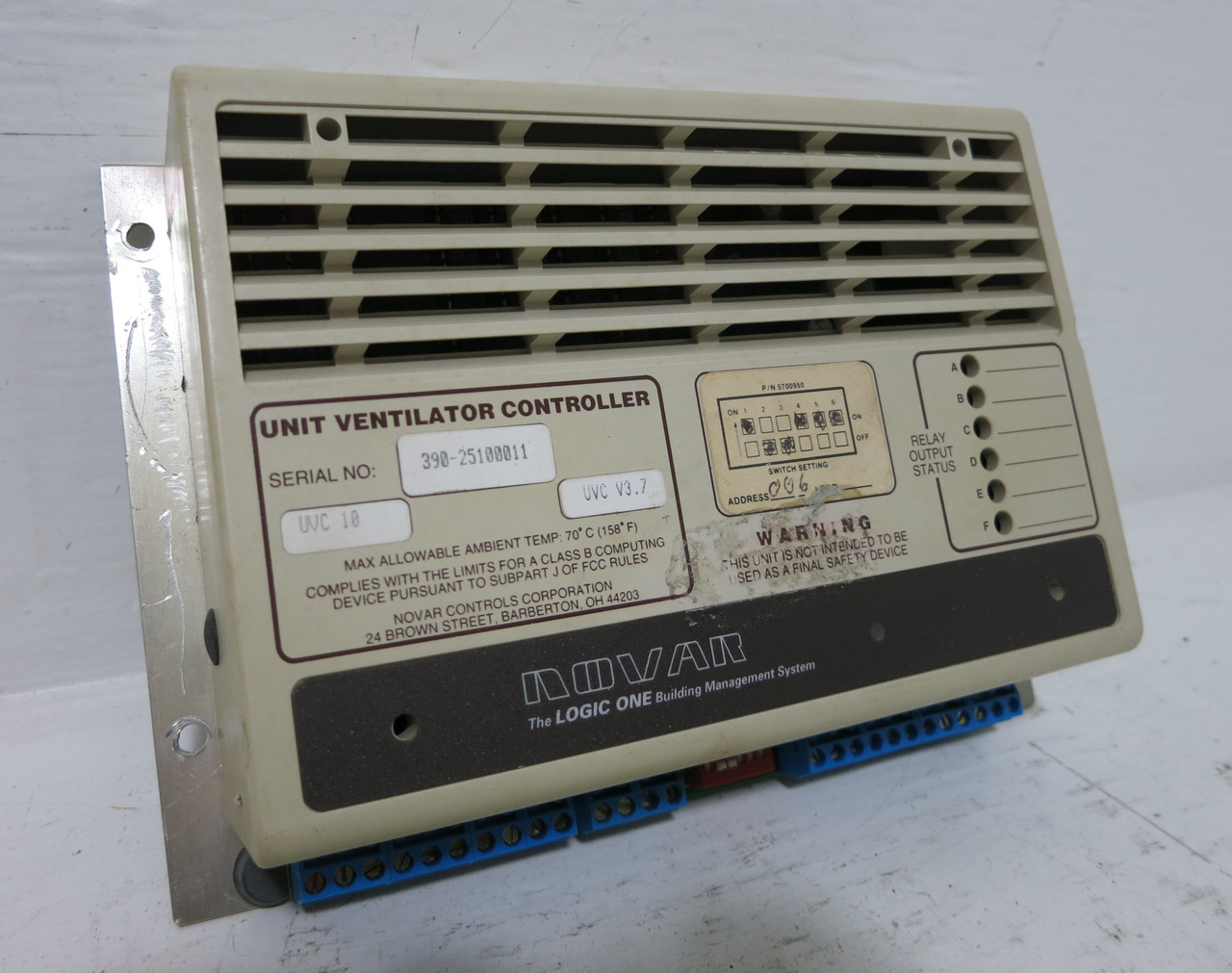 Novar UVC-10 BRC V3.7 Logic One Unit Ventilator Controller 6380010 HPC UVC-BRC (DW4955-1 ...